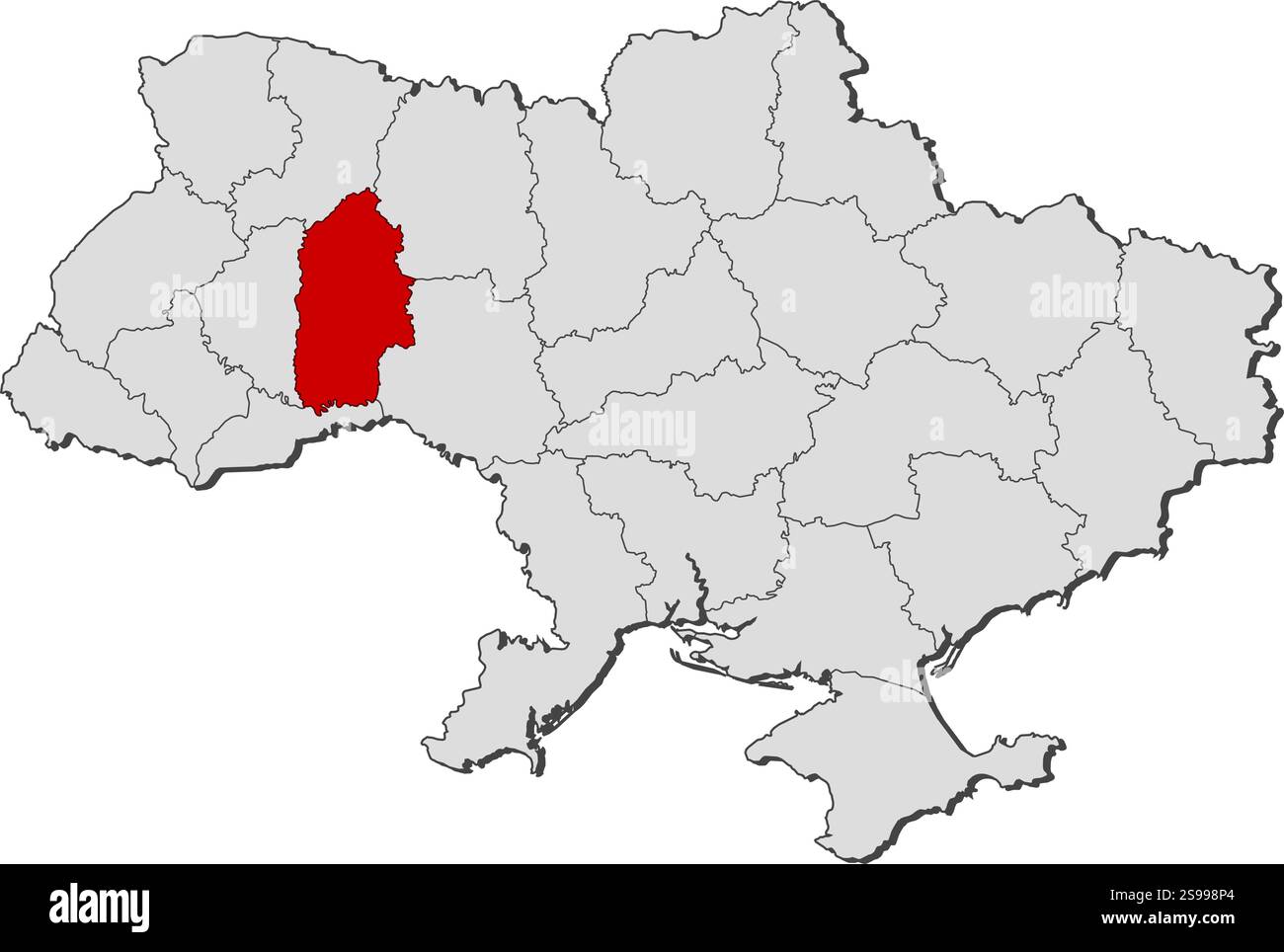 Map of Ukraine with the provinces, Khmelnytskyi is highlighted Stock ...
