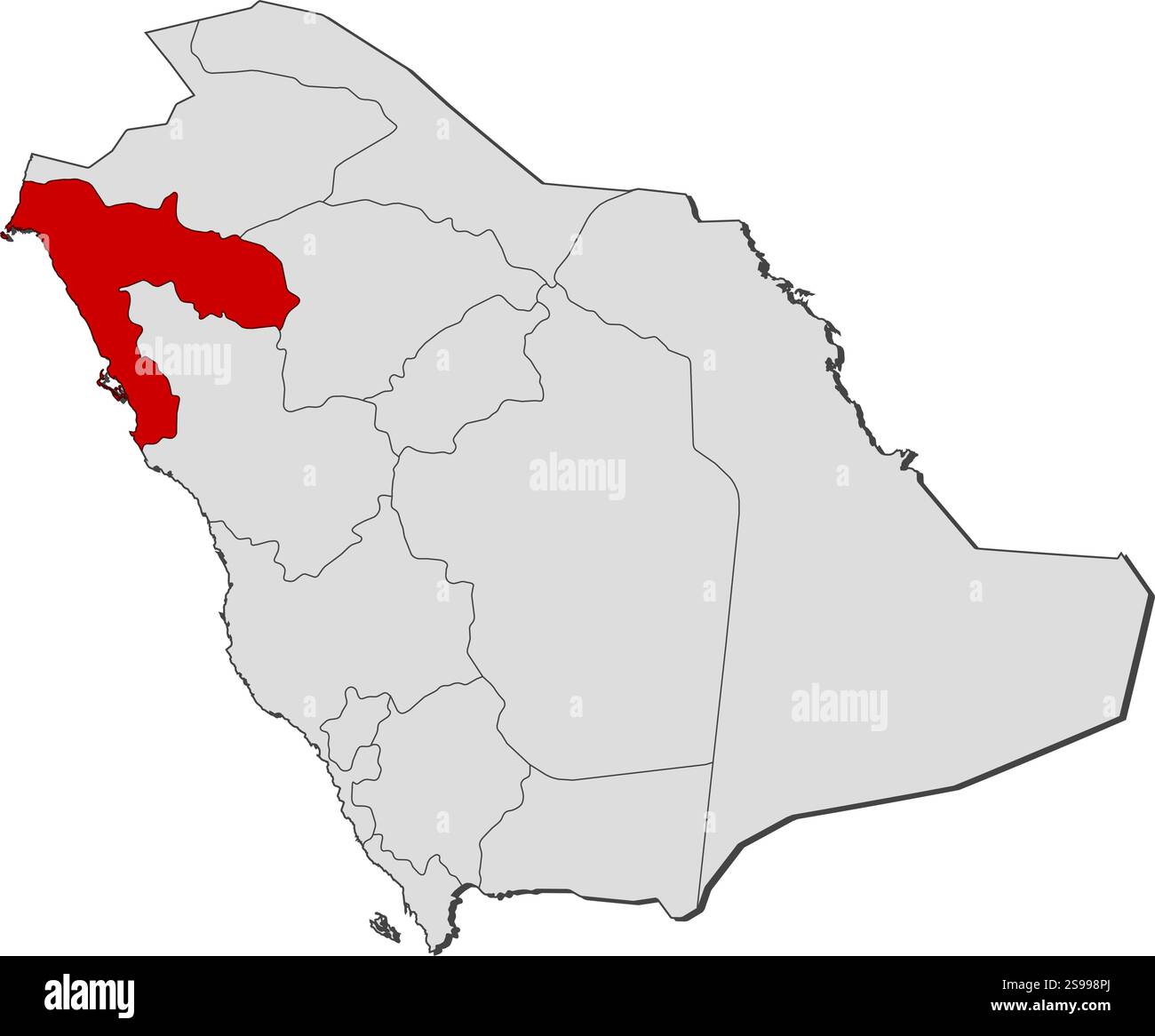 Map of Saudi Arabia with the provinces, Tabuk is highlighted Stock ...