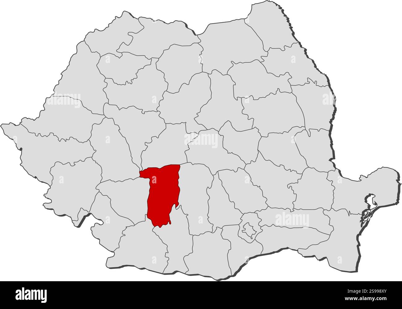 Map of Romania with the provinces, Vâlcea is highlighted Stock Vector ...