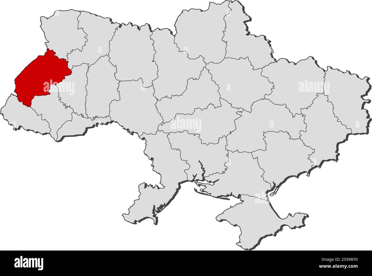 Map of Ukraine with the provinces, Lviv is highlighted Stock Vector ...