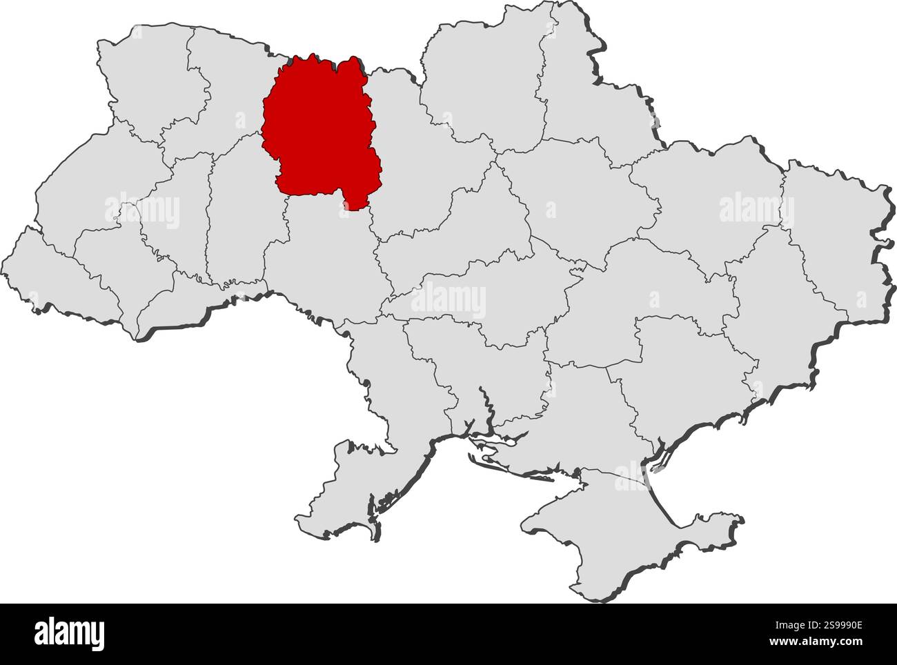 Map of Ukraine with the provinces, Zhytomyr is highlighted Stock Vector ...