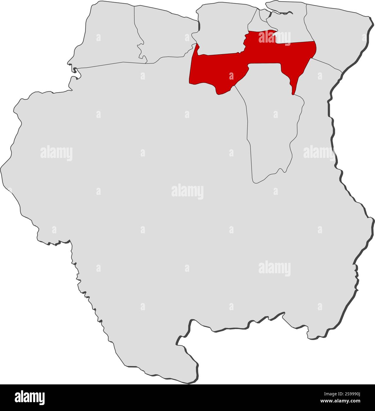Map of Suriname with the provinces, Pará is highlighted Stock Vector ...
