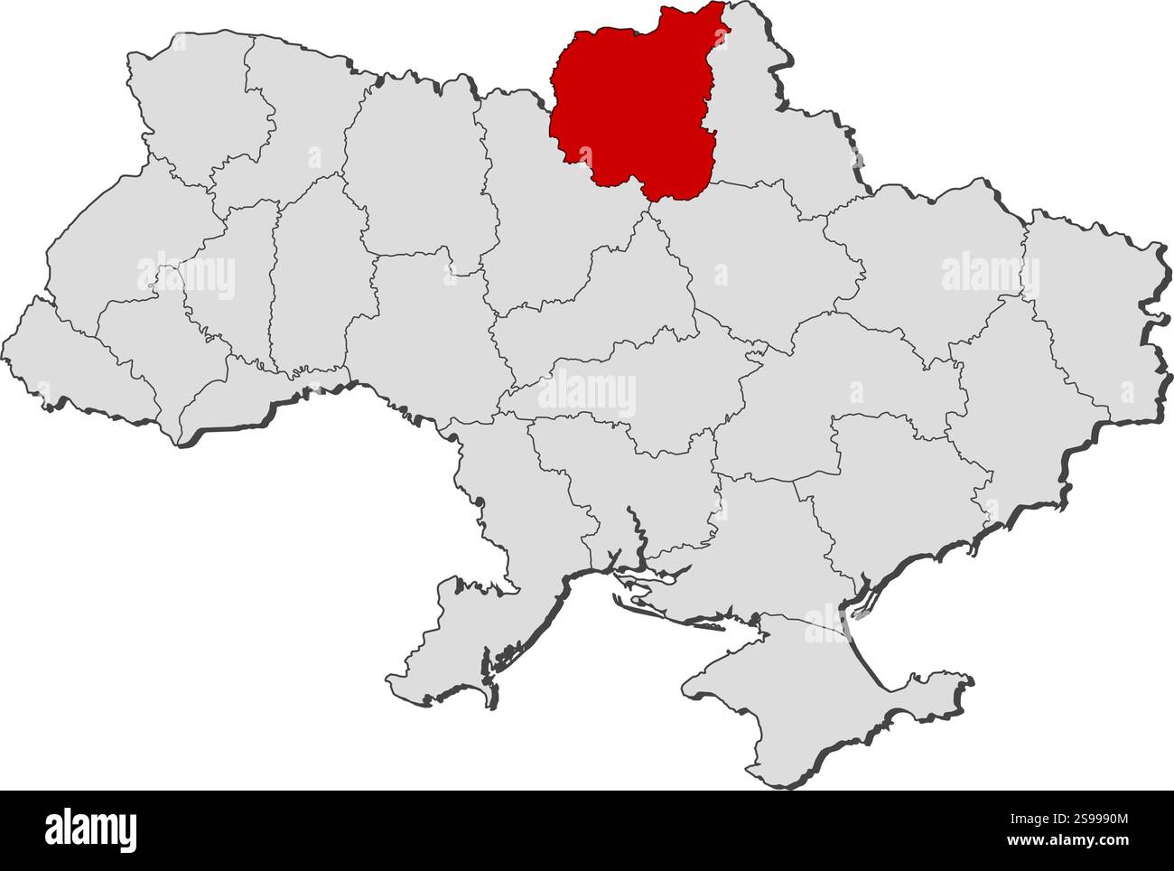 Map of Ukraine with the provinces, Chernihiv is highlighted Stock ...