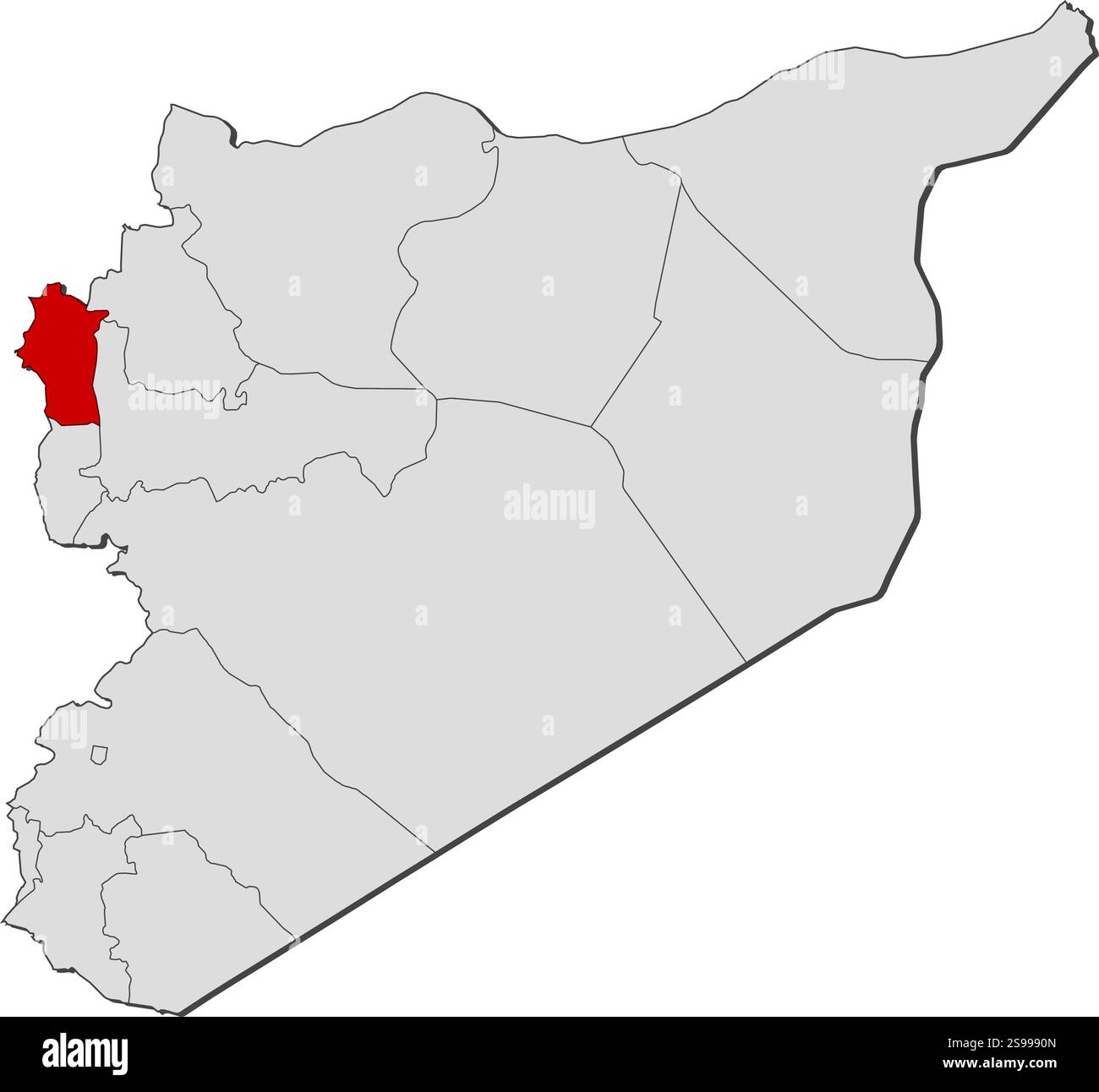 Map of Syria with the provinces, Latakia is highlighted Stock Vector ...