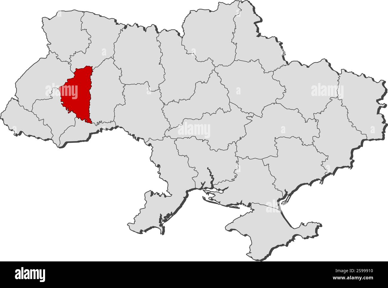 Map of Ukraine with the provinces, Ternopil is highlighted Stock Vector ...