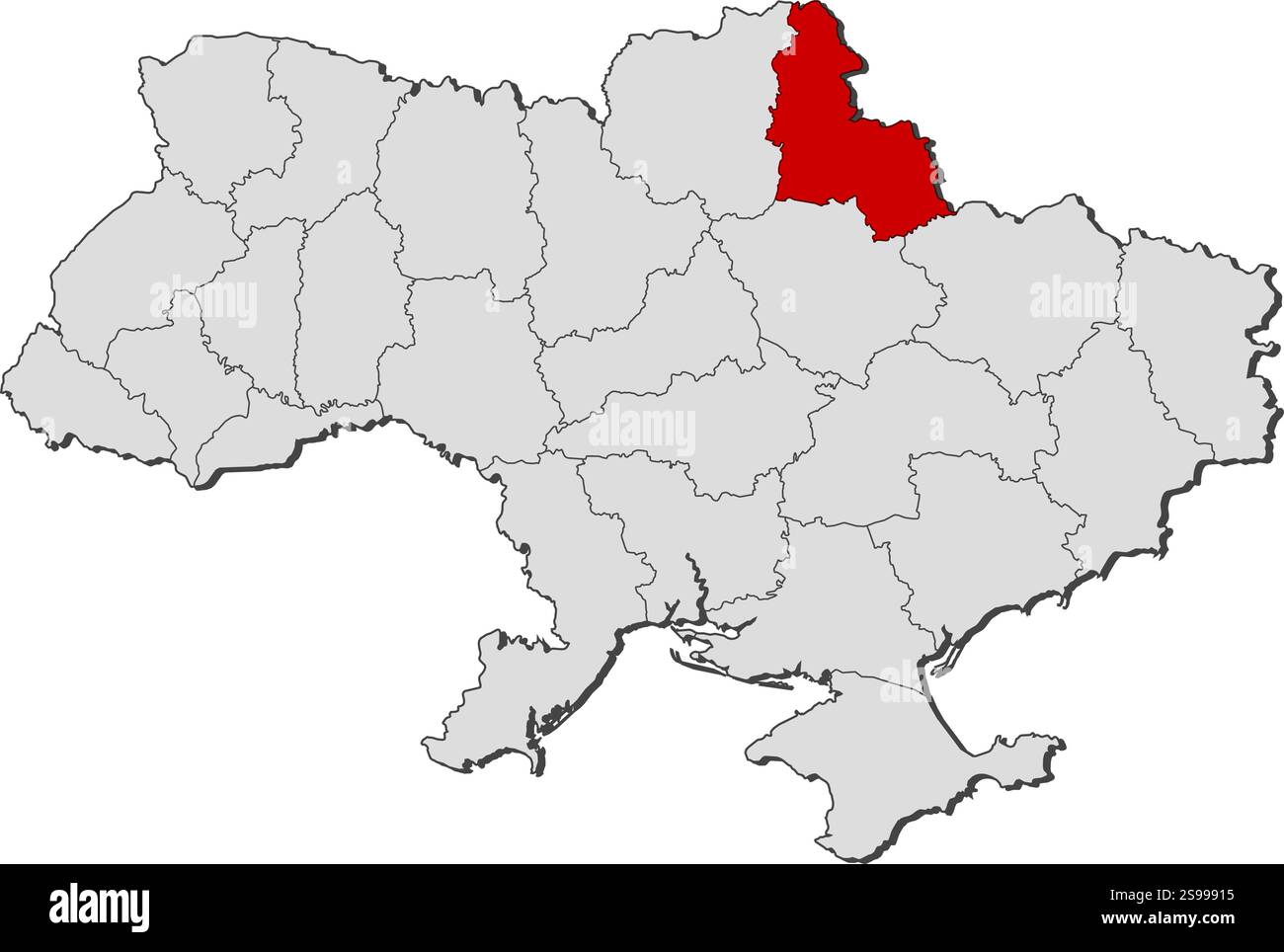 Map of Ukraine with the provinces, Sumy is highlighted Stock Vector ...