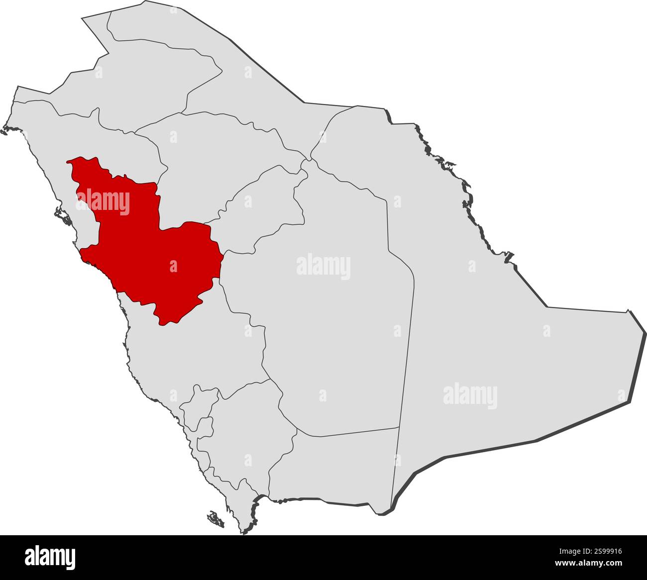 Map of Saudi Arabia with the provinces, Al Madinah is highlighted Stock ...