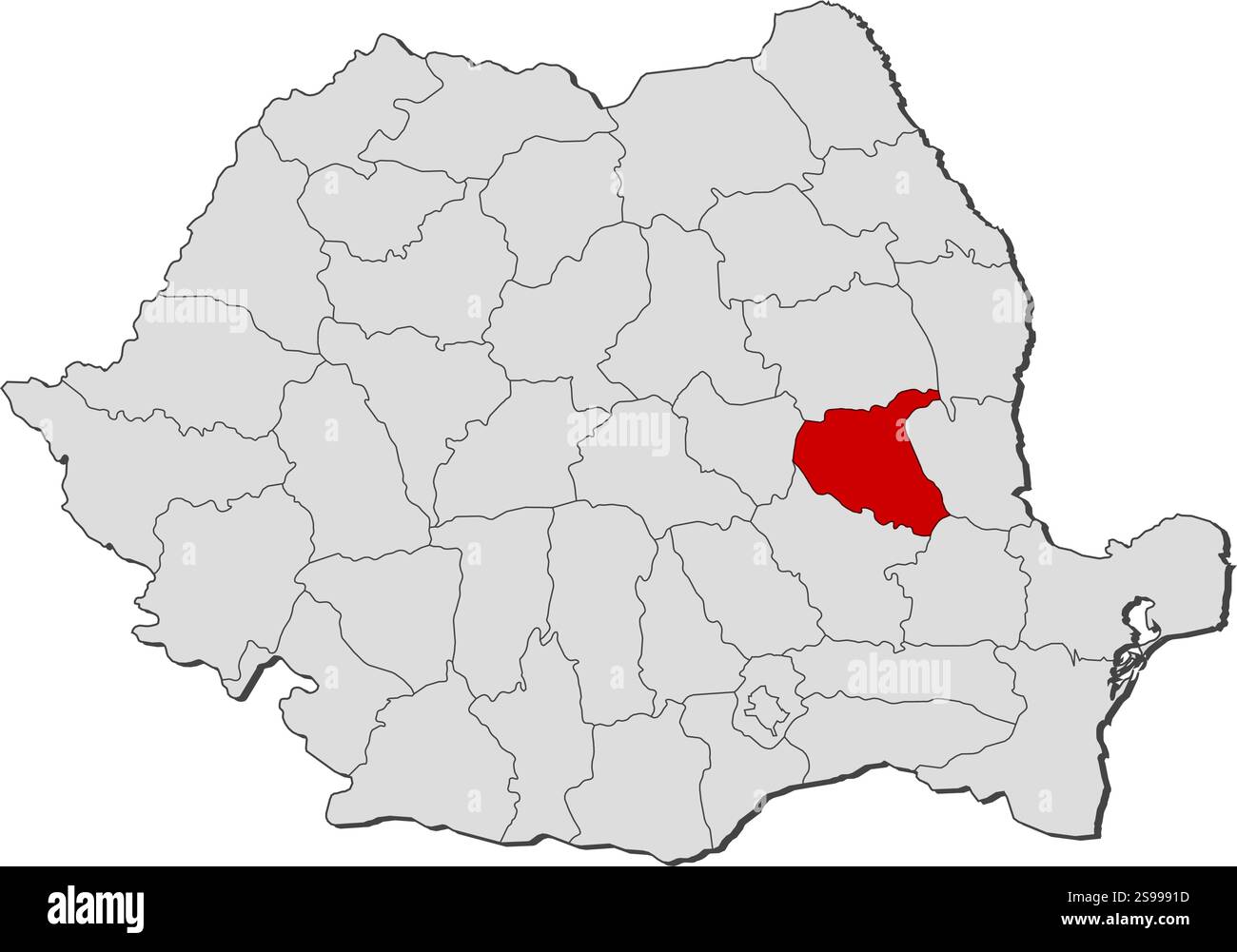 Map of Romania with the provinces, Vrancea is highlighted Stock Vector ...