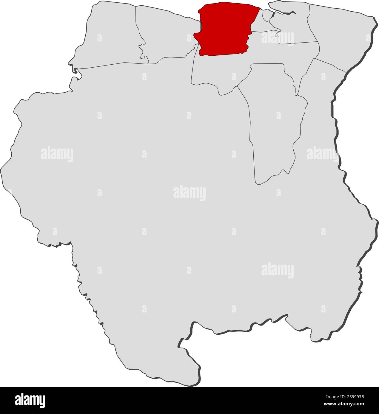Map of Suriname with the provinces, Saramacca is highlighted Stock ...