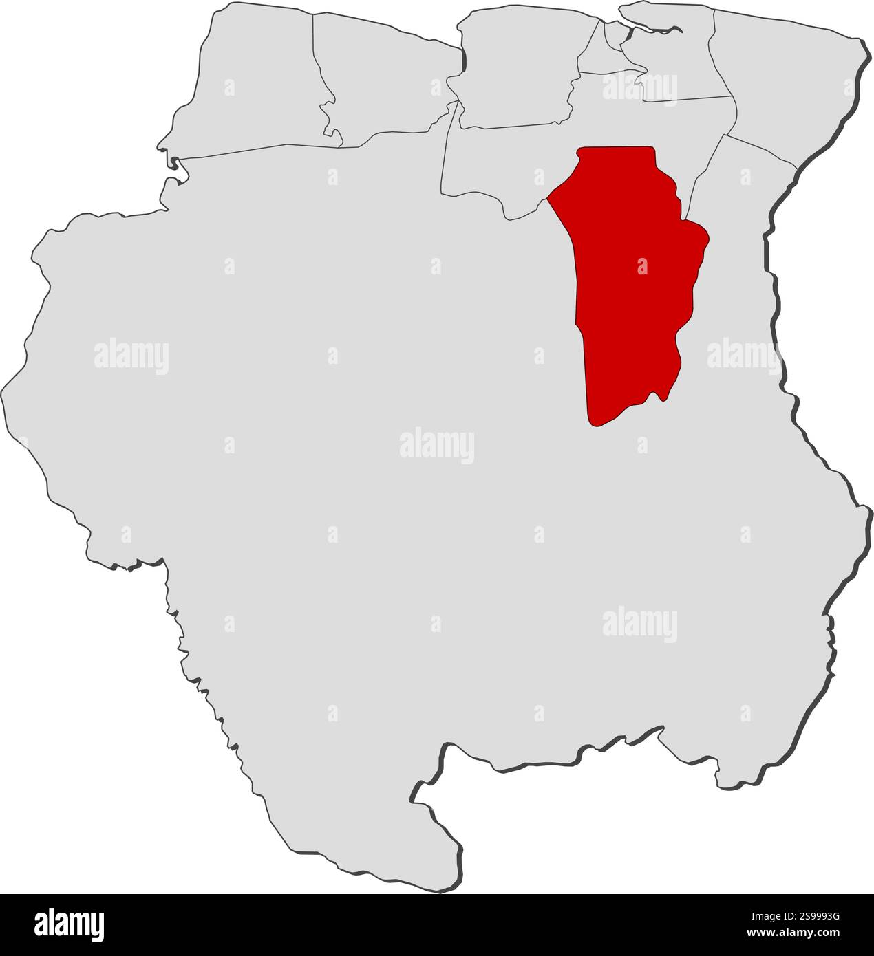 Map of Suriname with the provinces, Brokopondo is highlighted Stock ...