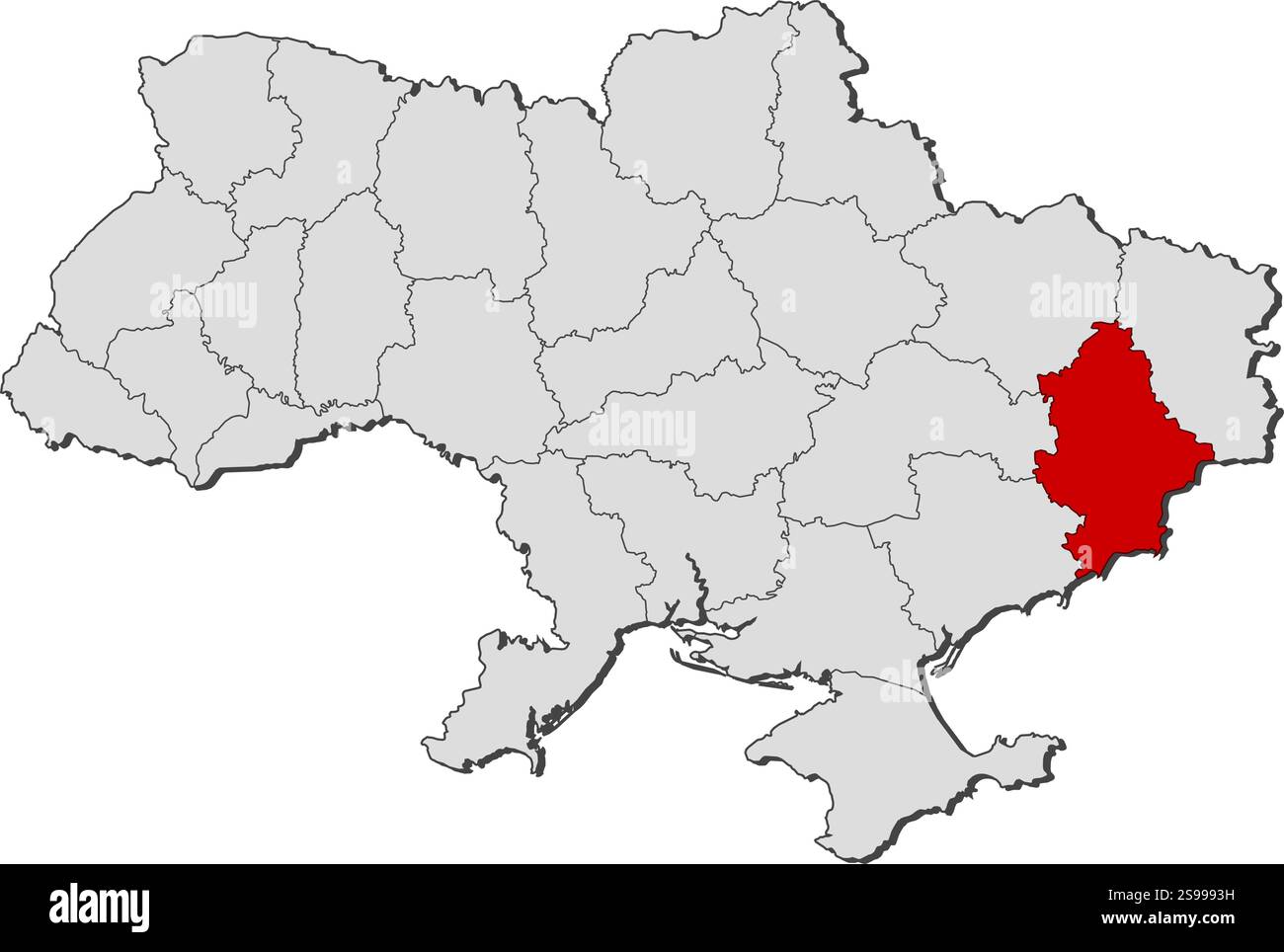 Map of Ukraine with the provinces, Donetsk is highlighted Stock Vector ...