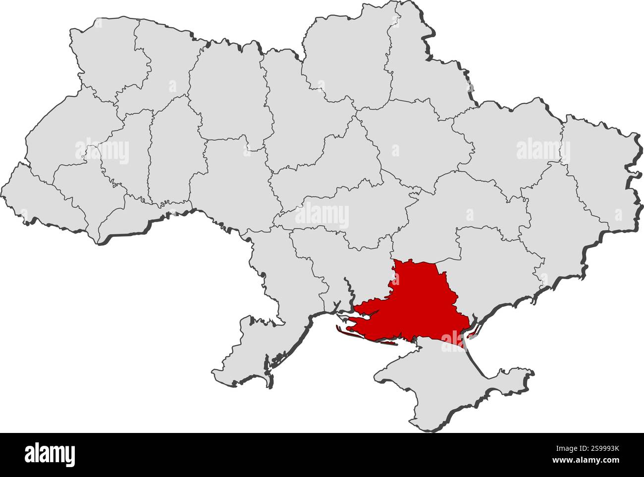 Map of Ukraine with the provinces, Kherson is highlighted Stock Vector ...