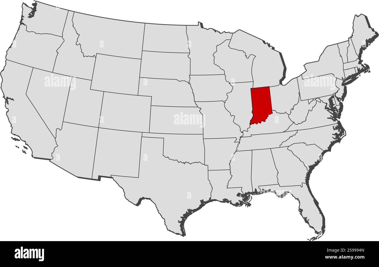 Map united indiana highlighted hi-res stock photography and images - Alamy