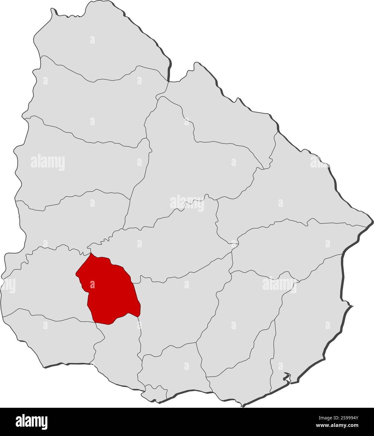 Map of Uruguay with the provinces, Flores is highlighted Stock Vector ...