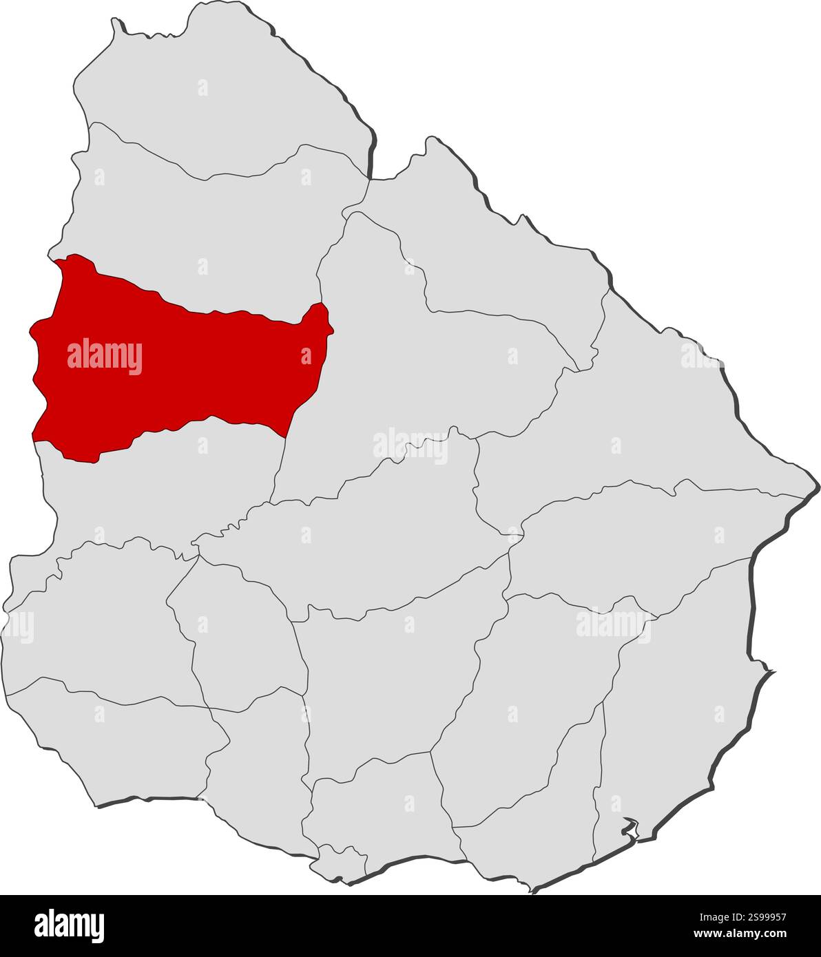 Map of Uruguay with the provinces, Paysandú is highlighted Stock Vector ...