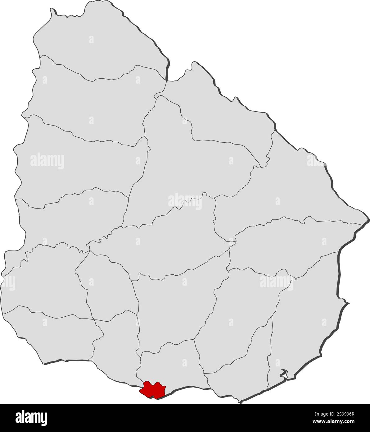 Map of Uruguay with the provinces, Montevideo is highlighted Stock ...