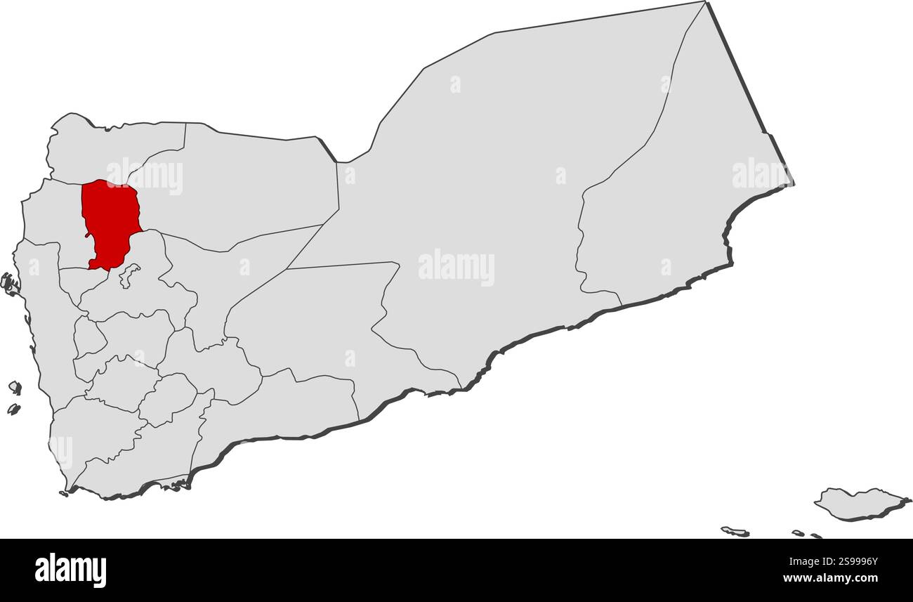 Map of Yemen with the provinces, Amran is highlighted Stock Vector ...