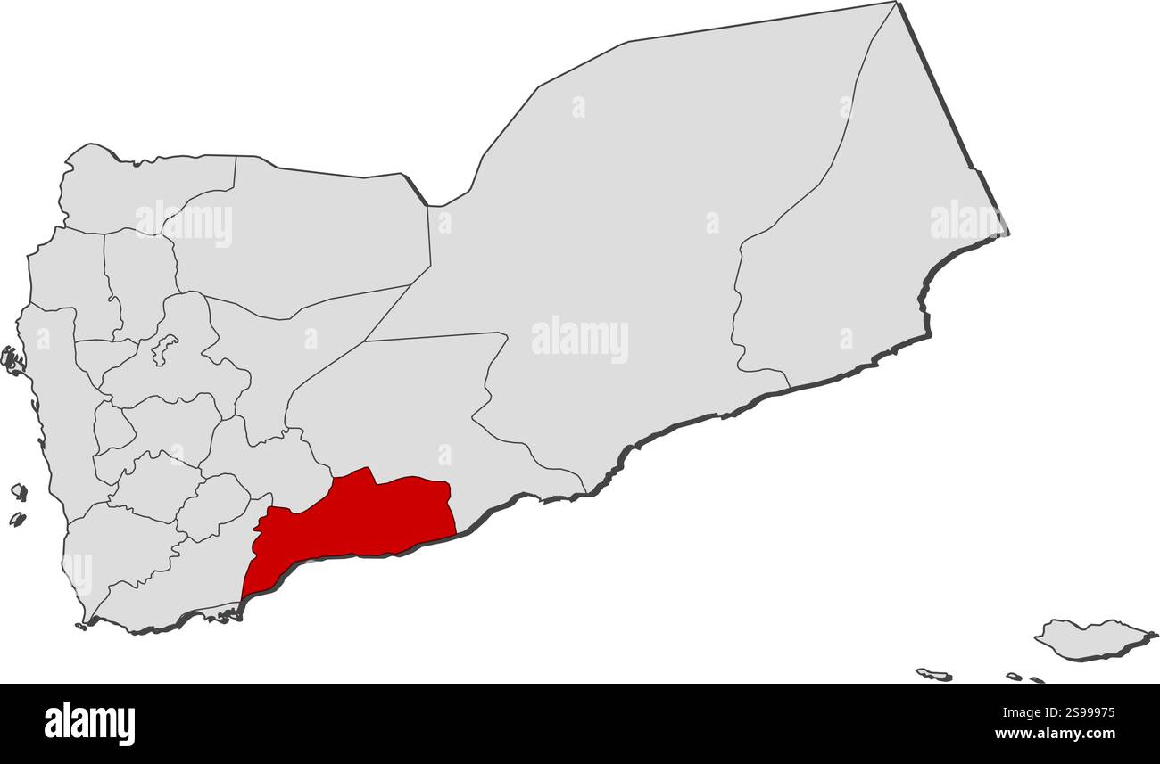 Map of Yemen with the provinces, Abyan is highlighted Stock Vector ...