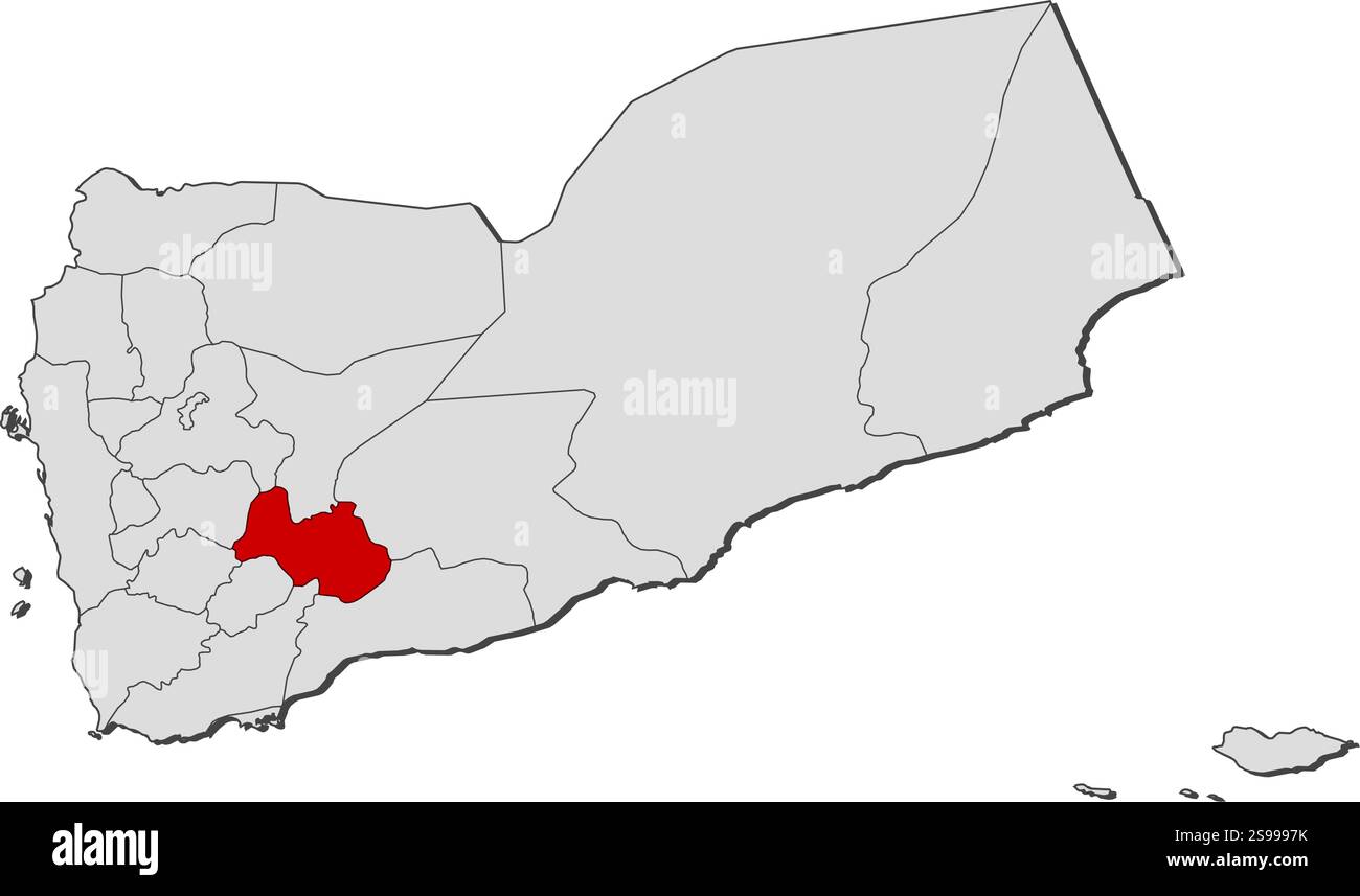 Map of Yemen with the provinces, Al Bayda' is highlighted Stock Vector ...