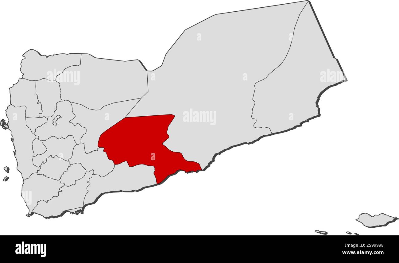 Map of Yemen with the provinces, Shabwah is highlighted Stock Vector ...