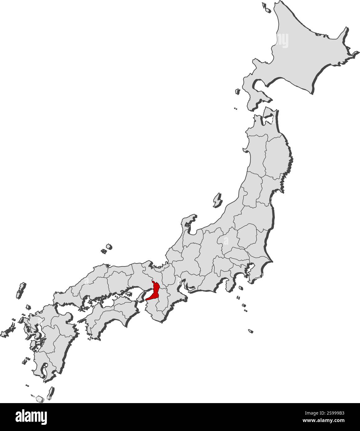 Map of Japan with the provinces, Osaka is highlighted Stock Vector ...