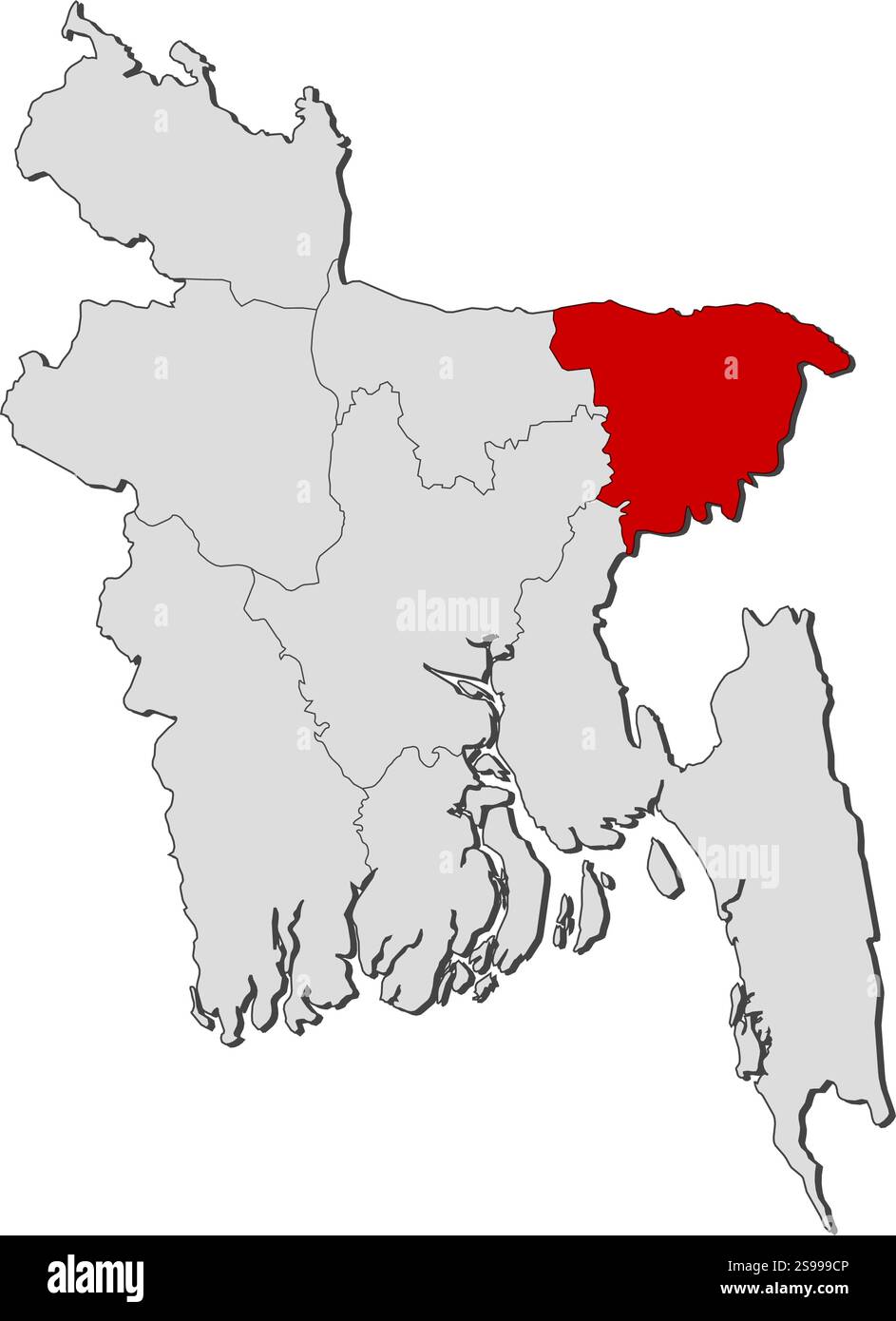Map of Bangladesh with the provinces, Sylhet is highlighted Stock ...