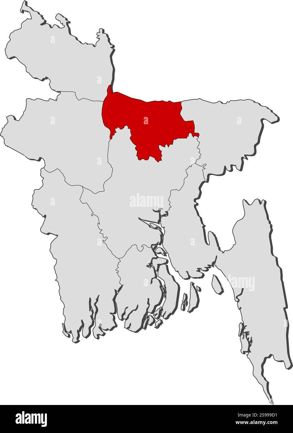 Map of Bangladesh with the provinces, Mymensingh is highlighted Stock ...