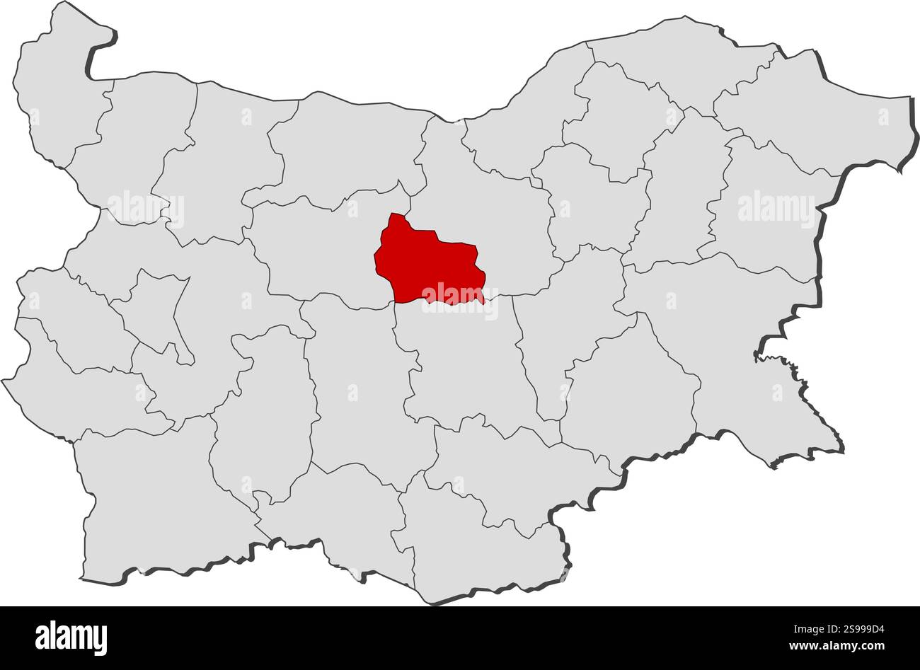 Map of Bulgaria with the provinces, Gabrovo is highlighted Stock Vector ...