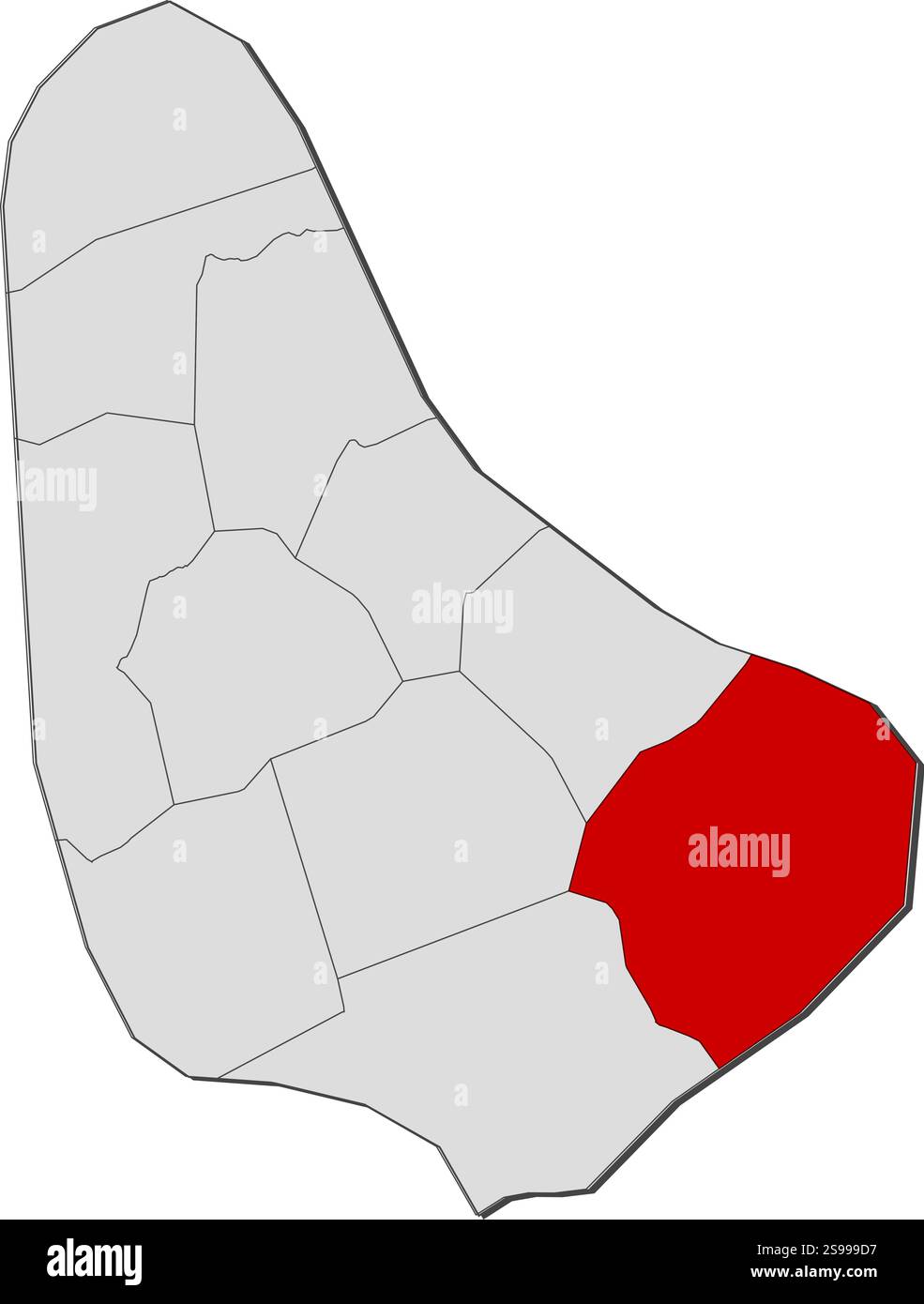 Map of Barbados with the provinces, Saint Philip is highlighted Stock ...