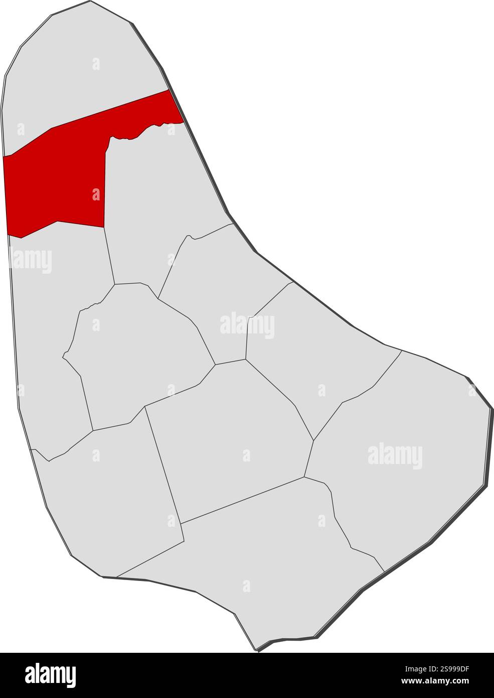 Map of Barbados with the provinces, Saint Peter is highlighted Stock ...
