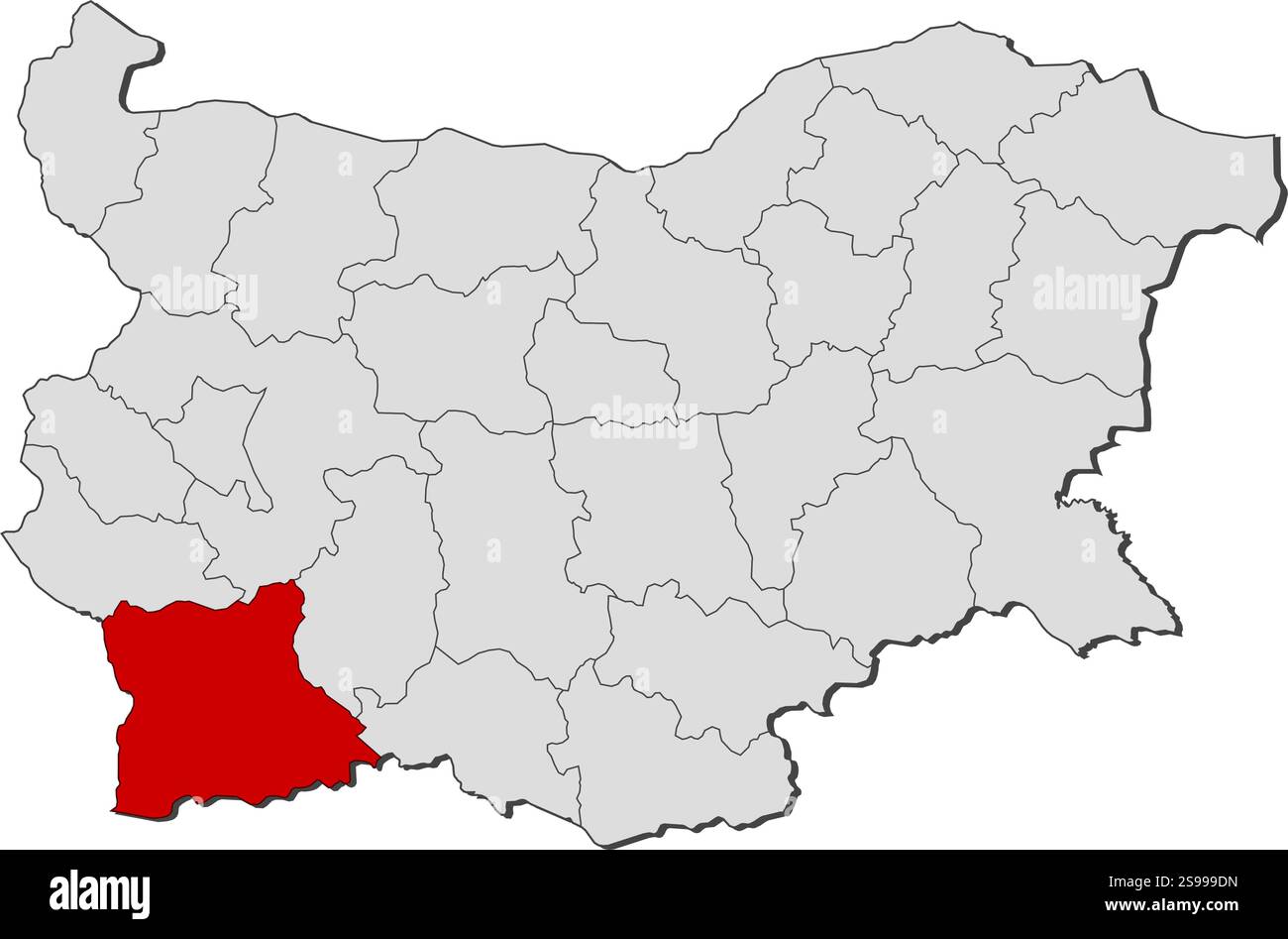 Map of Bulgaria with the provinces, Blagoevgrad is highlighted Stock ...