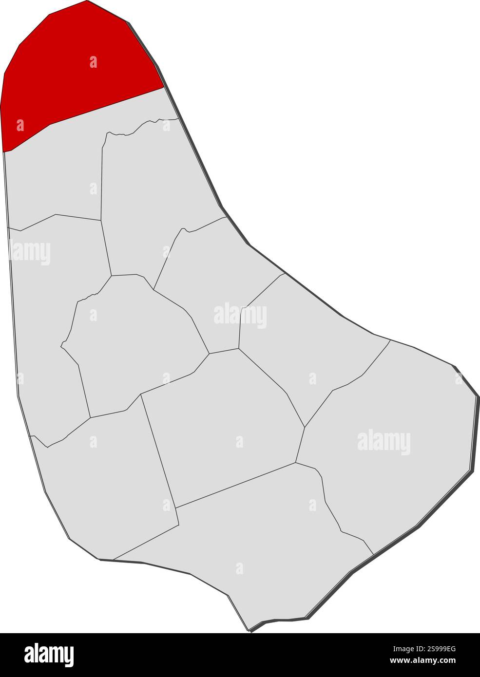 Map of Barbados with the provinces, Saint Lucy is highlighted Stock ...