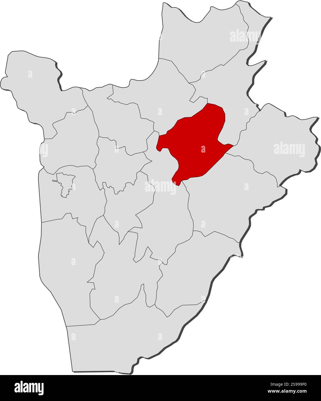 Map of Burundi with the provinces, Karuzi is highlighted Stock Vector ...