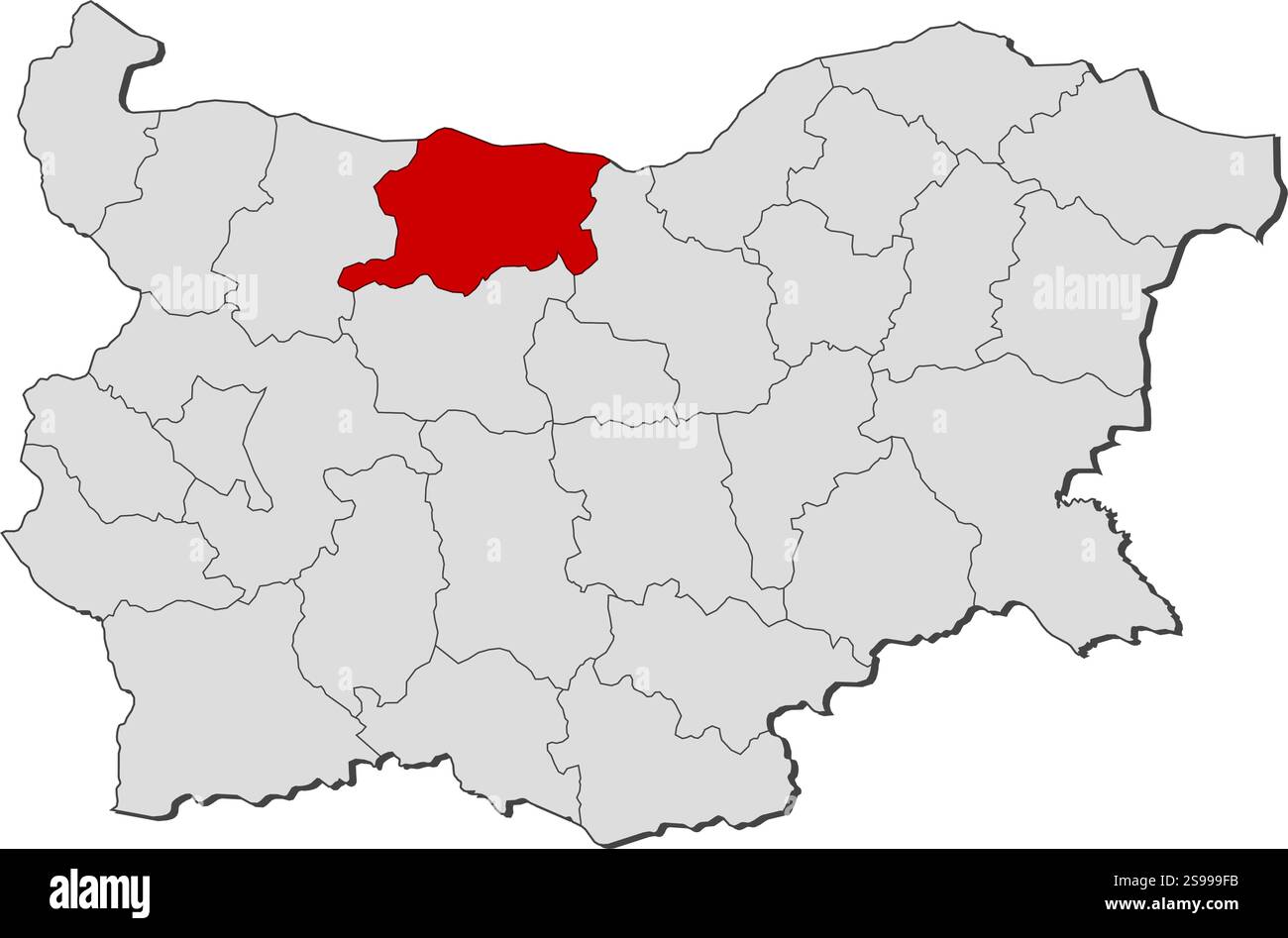 Map of Bulgaria with the provinces, Pleven is highlighted Stock Vector ...