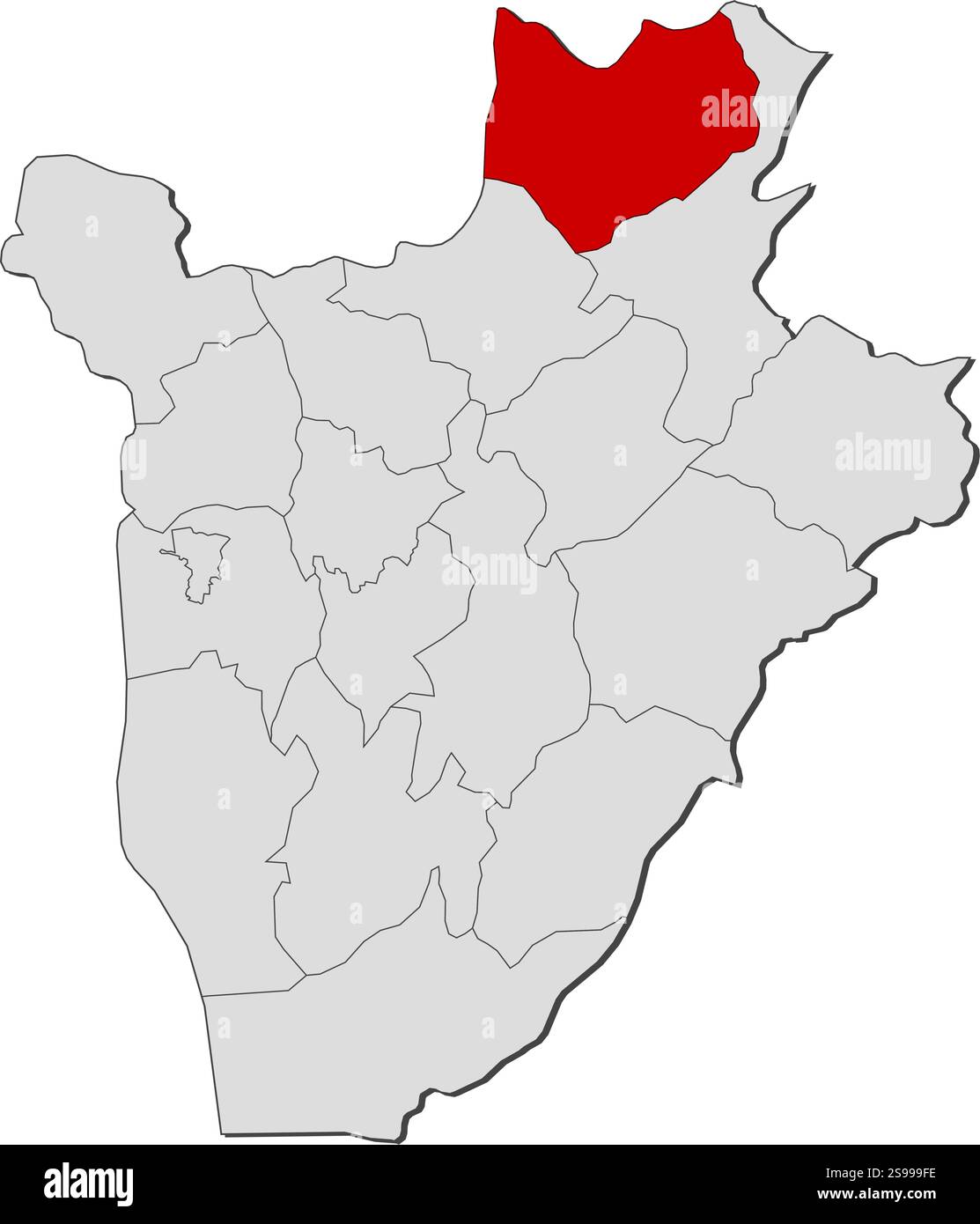 Map of Burundi with the provinces, Kirundo is highlighted Stock Vector ...