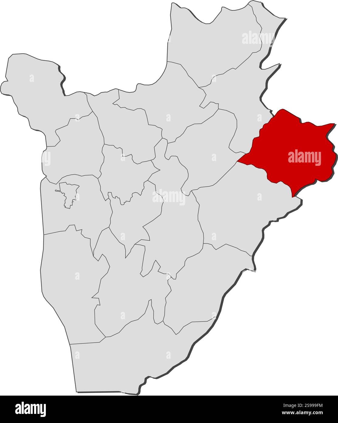 Map of Burundi with the provinces, Cankuzo is highlighted Stock Vector ...