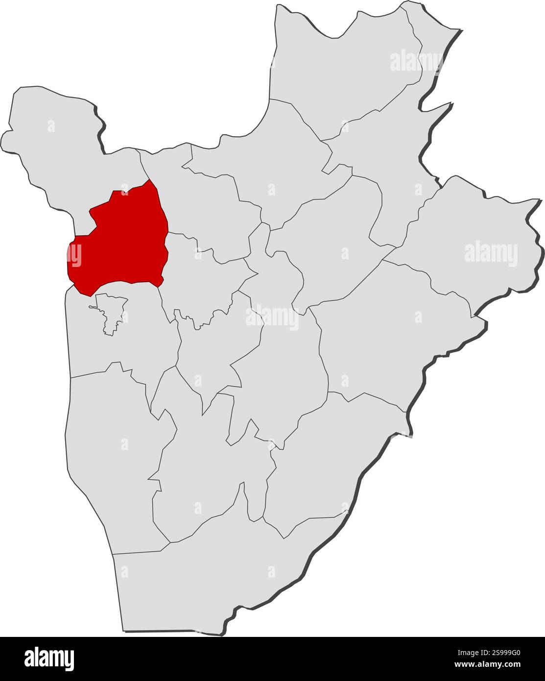 Map of Burundi with the provinces, Bubanza is highlighted Stock Vector ...