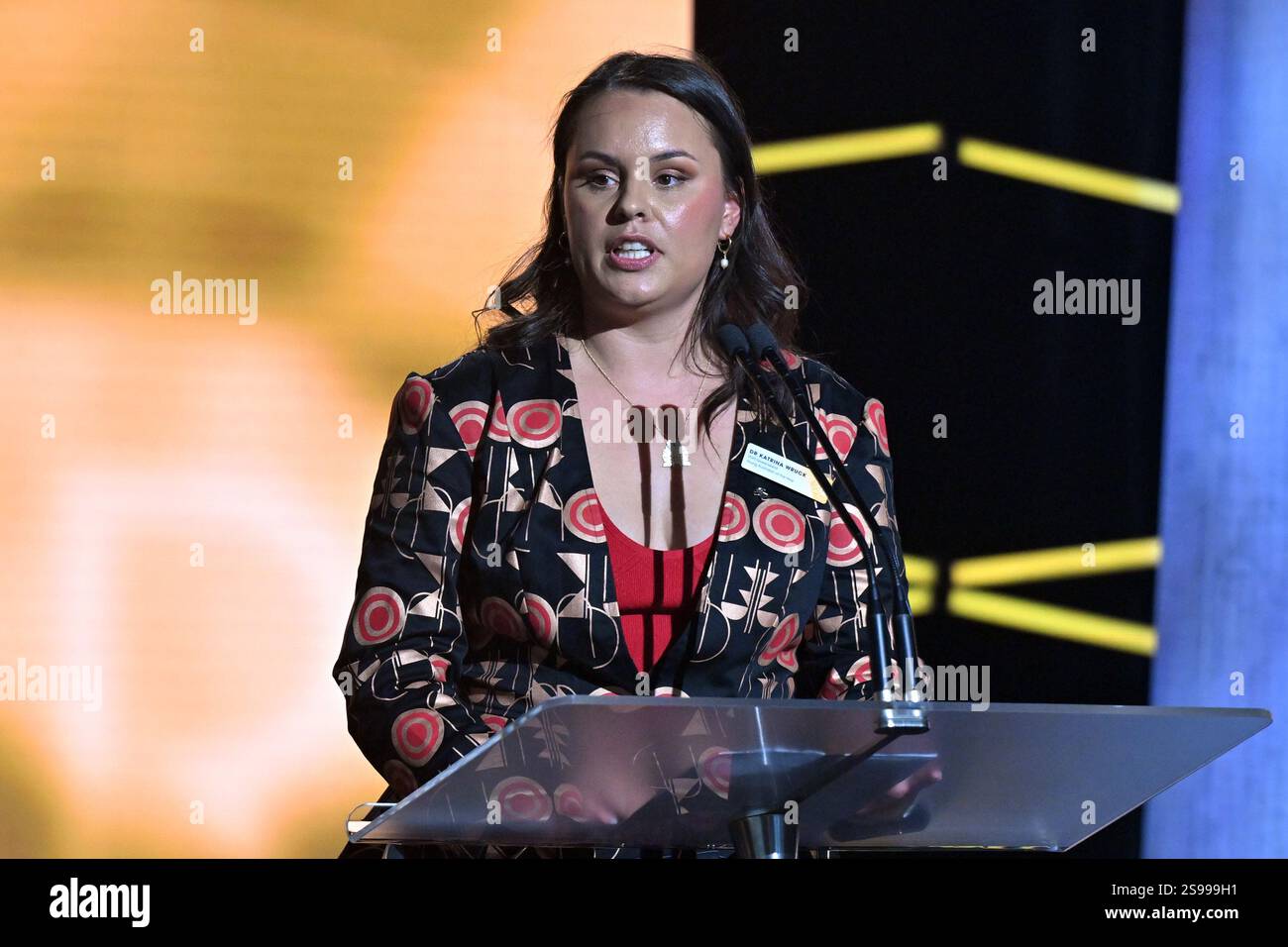 Young Australian of the Year Dr Katrina Wruck speaks during the 2025 ...