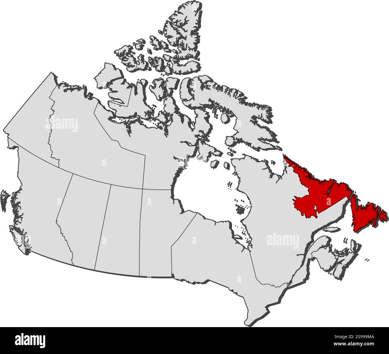 Map of Canada with the provinces, Newfoundland and Labrador is ...