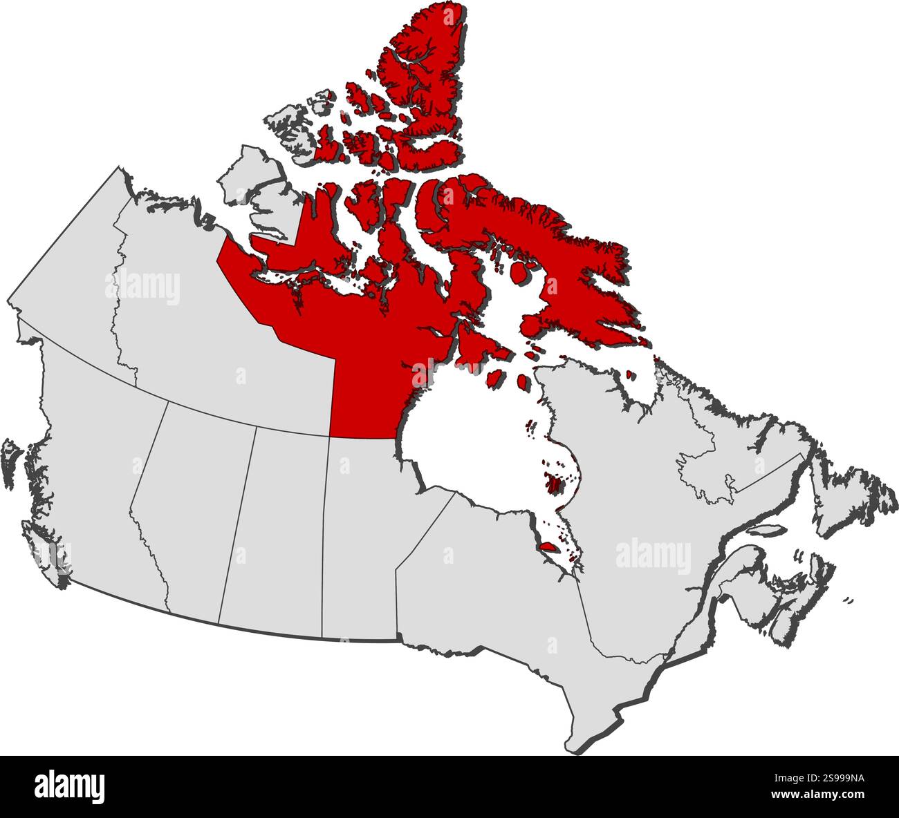 Map of Canada with the provinces, Nunavut is highlighted Stock Vector ...