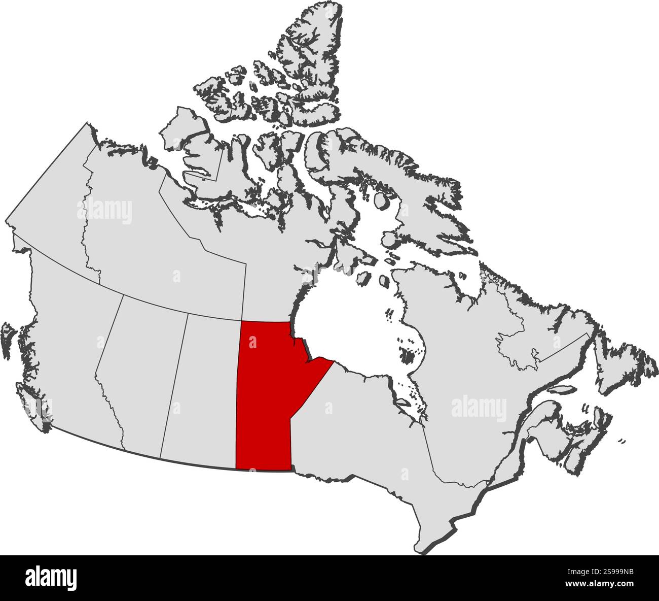 Map of Canada with the provinces, Manitoba is highlighted Stock Vector ...