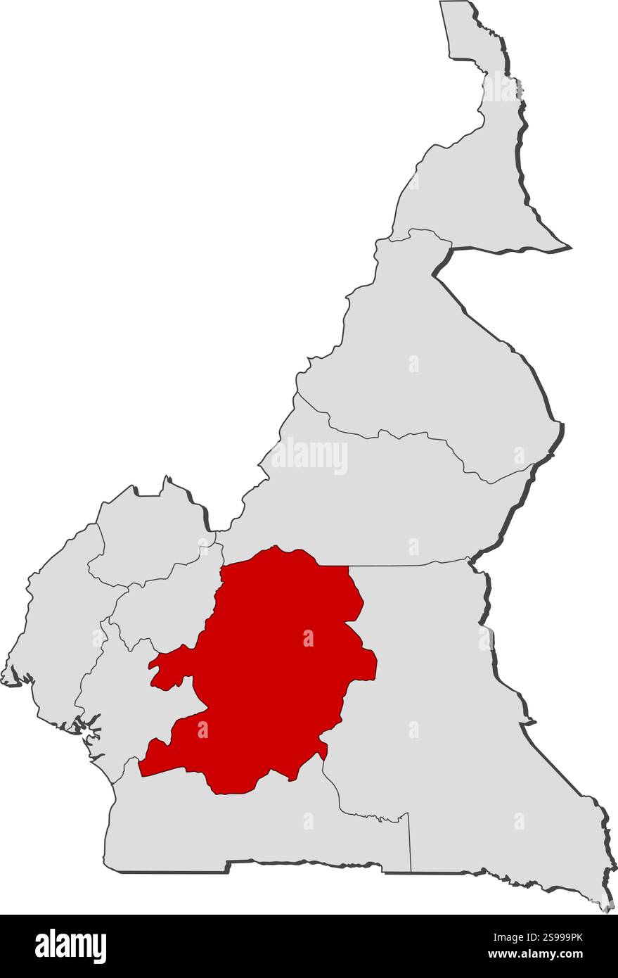 Map of Cameroon with the provinces, Centre is highlighted Stock Vector ...
