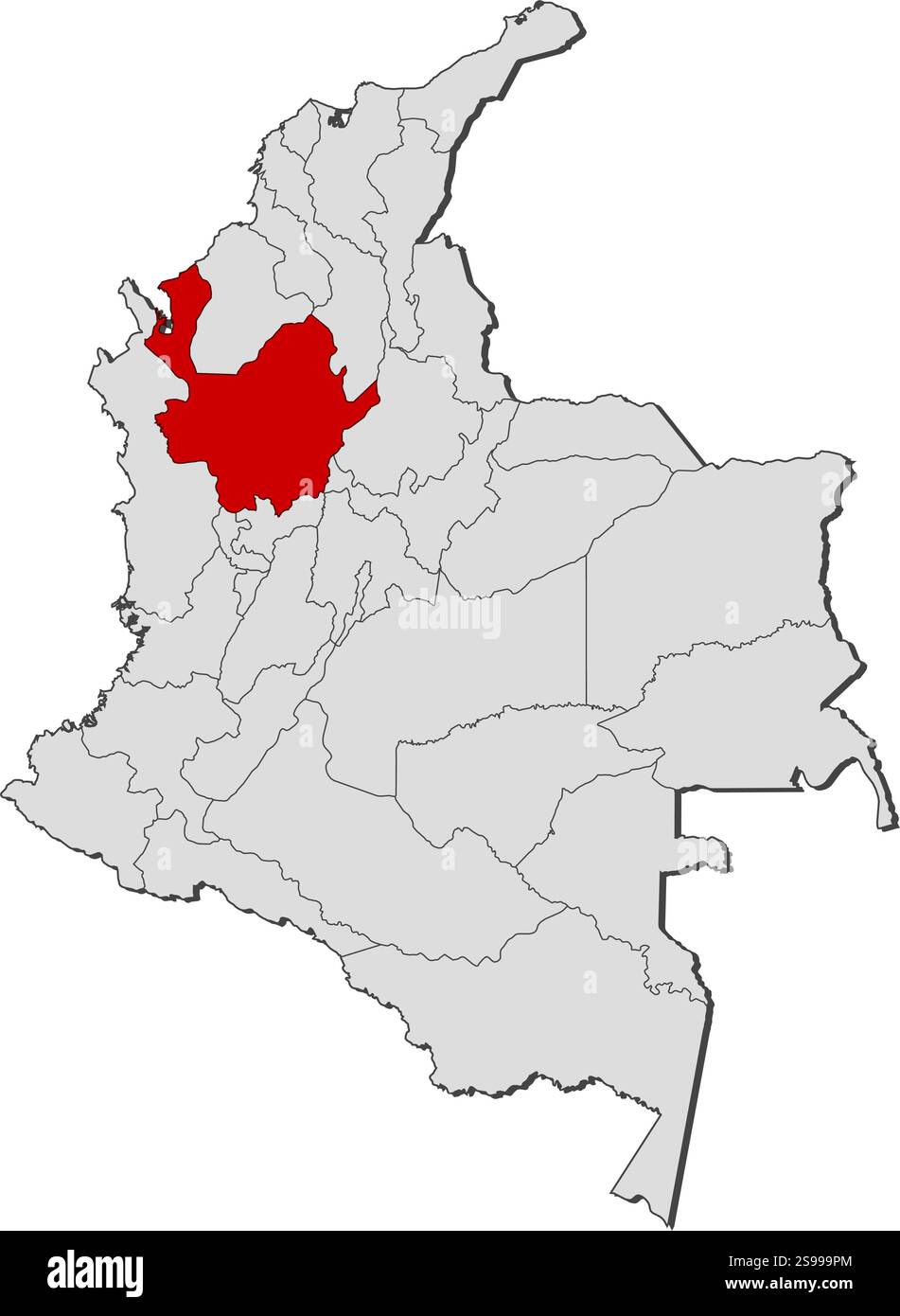 Map of Colombia with the provinces, Antioquia is highlighted Stock ...