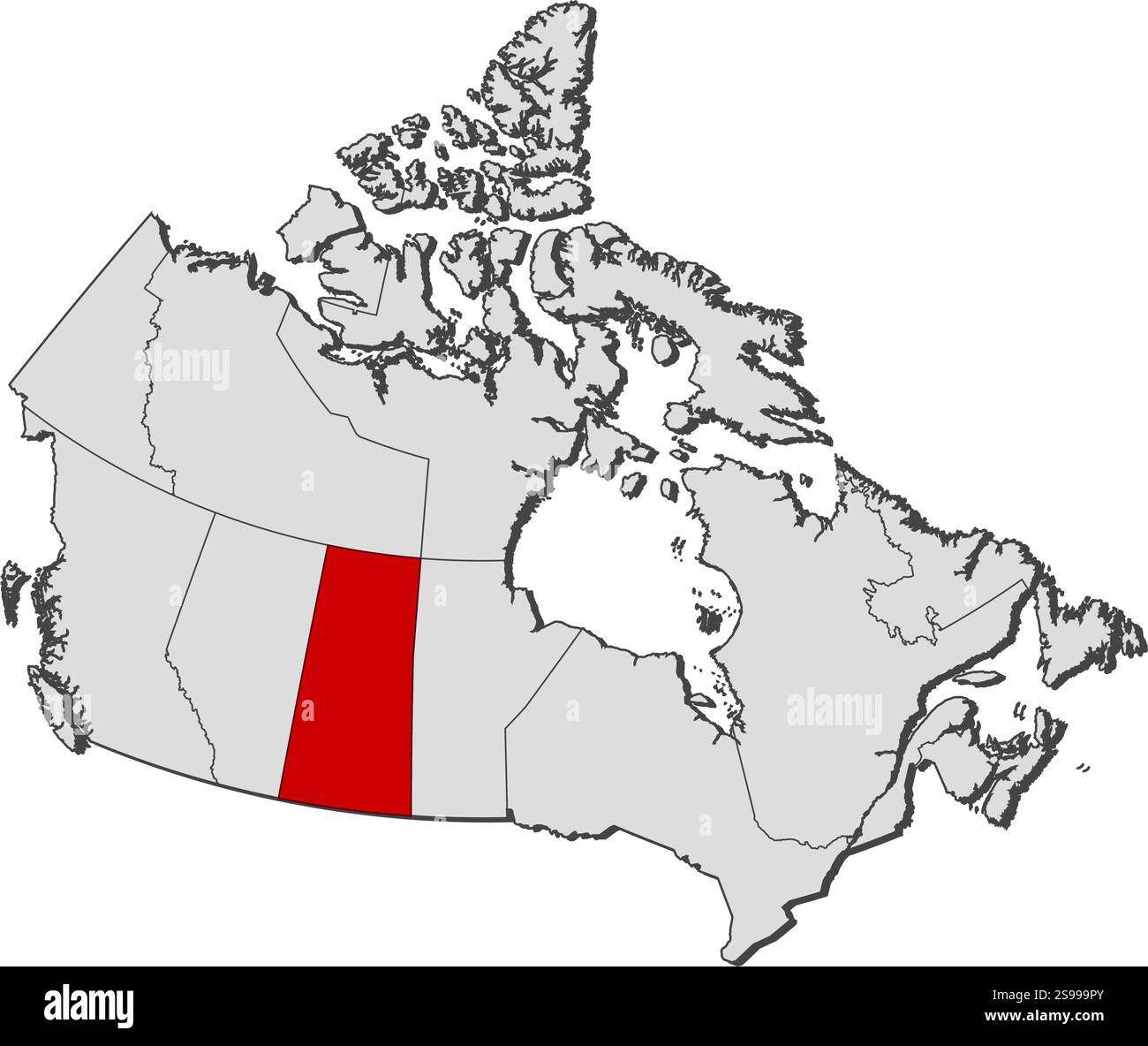 Map of Canada with the provinces, Saskatchewan is highlighted Stock ...