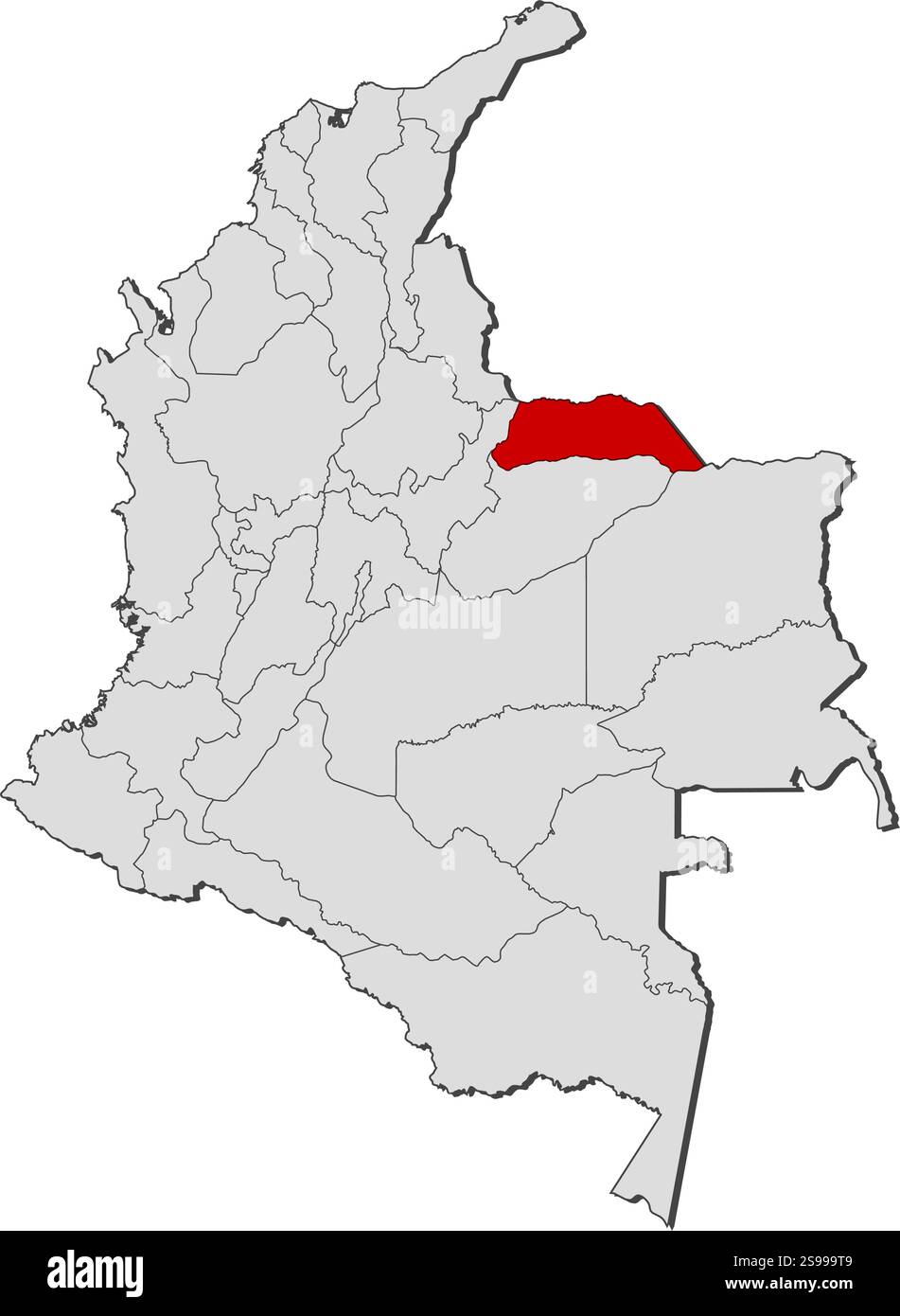 Map of Colombia with the provinces, Arauca is highlighted Stock Vector ...