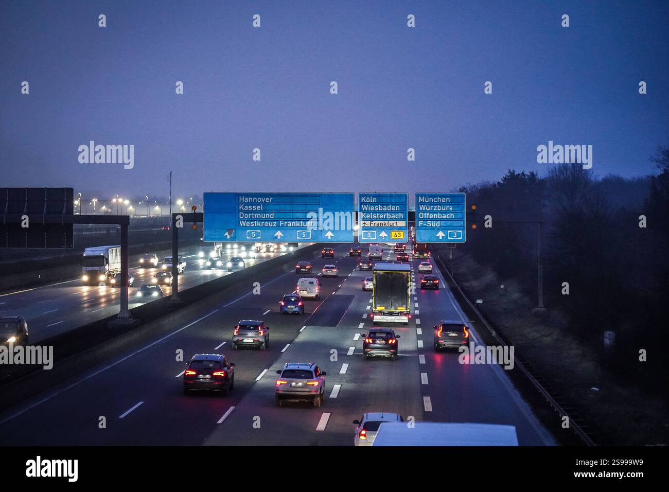 Deutschland, Europa, Autobahn, Verkehr, A5, A3, Autobahnkreuz Frankfurt ...