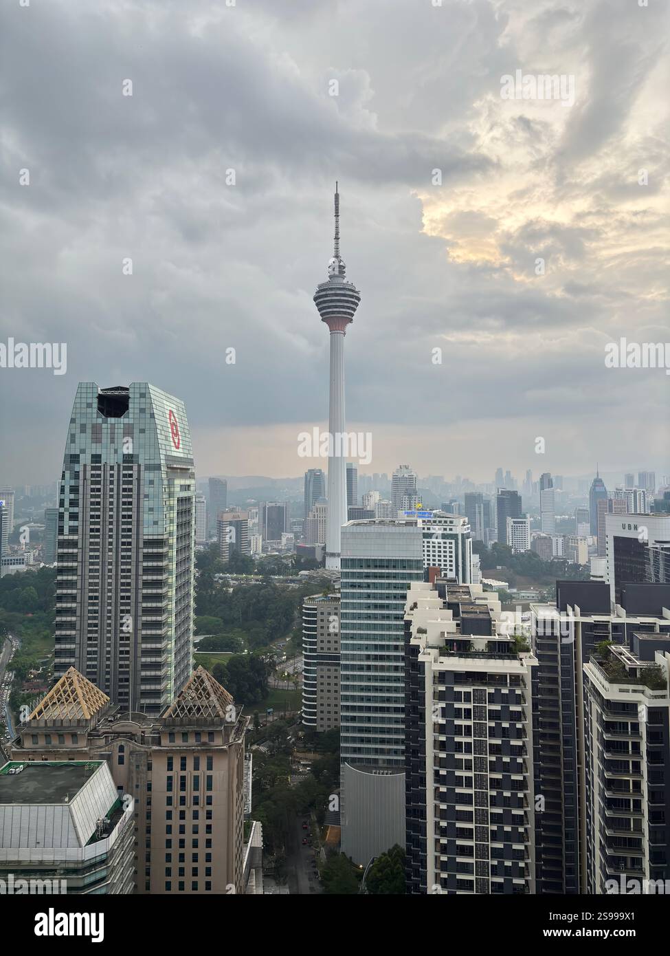 From the Helipad rooftop, the view unfolds over the towering buildings ...