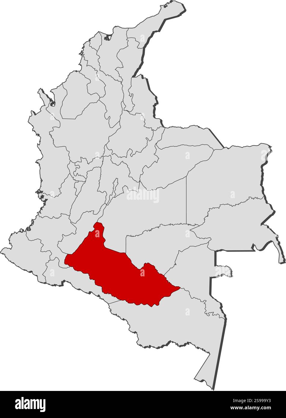 Map of Colombia with the provinces, Caqueta is highlighted Stock Vector ...