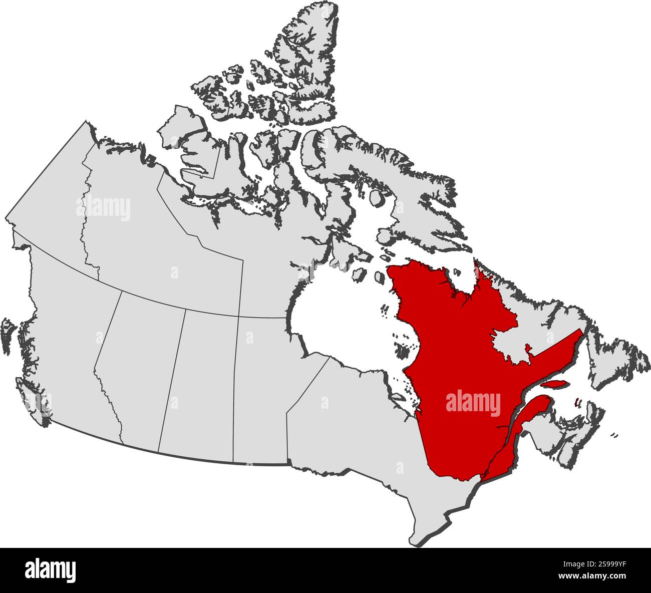 Map of Canada with the provinces, Quebec is highlighted Stock Vector ...