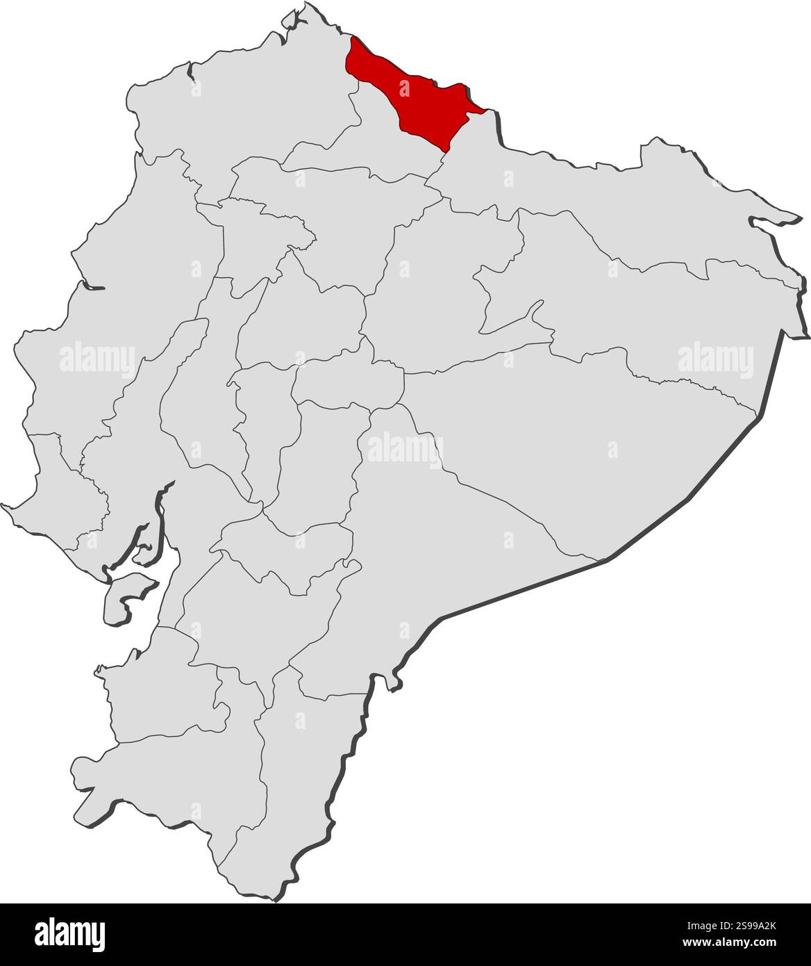 Map of Ecuador with the provinces, Carchi is highlighted Stock Vector ...